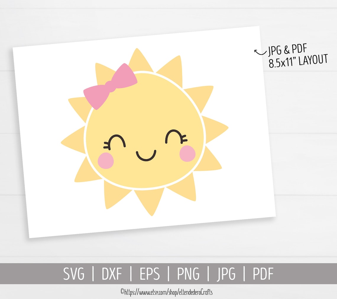 Baby Sun SVG. Kids Cute Girl Sun With Bow Clipart. Boy Sun With Bow Tie ...