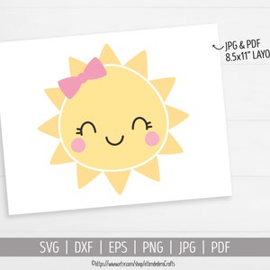 Baby Sun SVG. Kids Cute Girl Sun With Bow Clipart. Boy Sun With Bow Tie ...