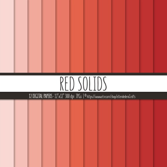 Red Solids Digital Paper Set. Plain Red Backgrounds. | Etsy