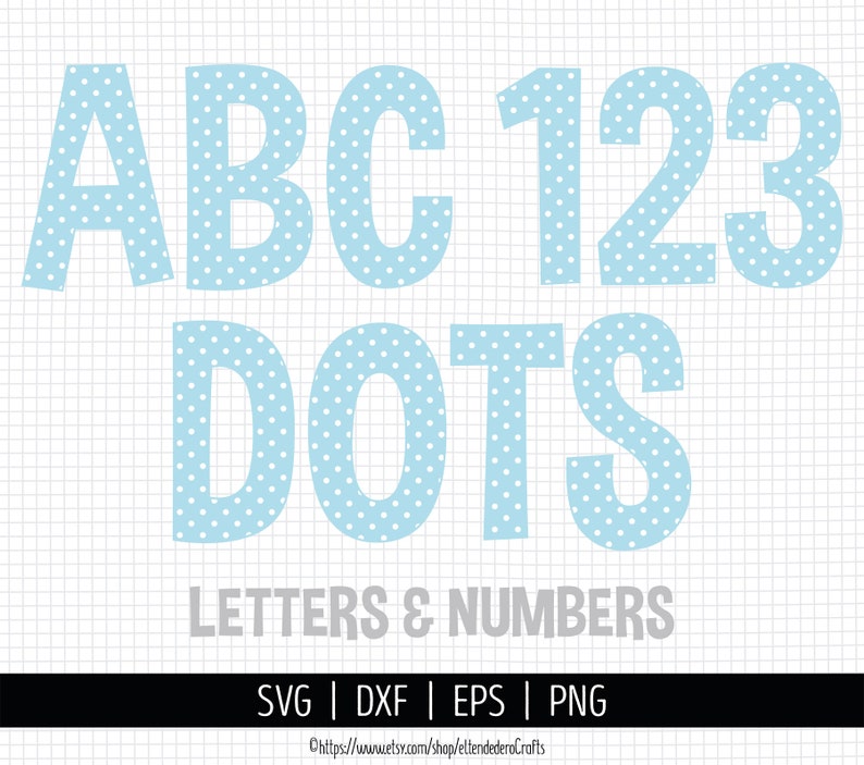 Baby Blue Polka Dot Alphabet SVG. Dots Pattern Font Clipart. | Etsy