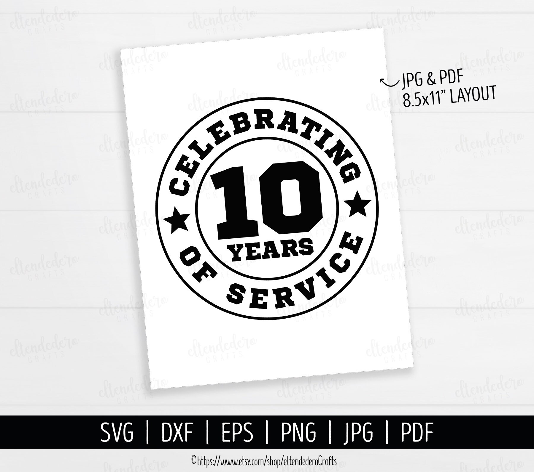 10 Years of Service SVG. Work Anniversary Shirt Files Cutting - Etsy Canada