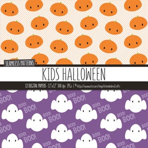 Halloween Digital Paper Package. Kids Trick or Treat Seamless Patterns ...