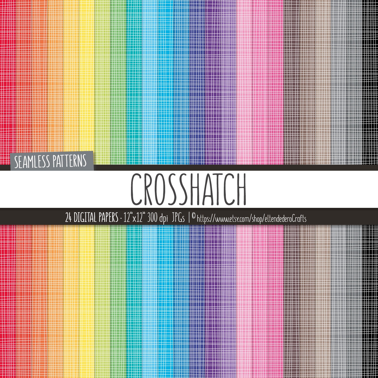 Crosshatch Digital Paper Pack. Hand Drawn Check Lined Backgrounds ...