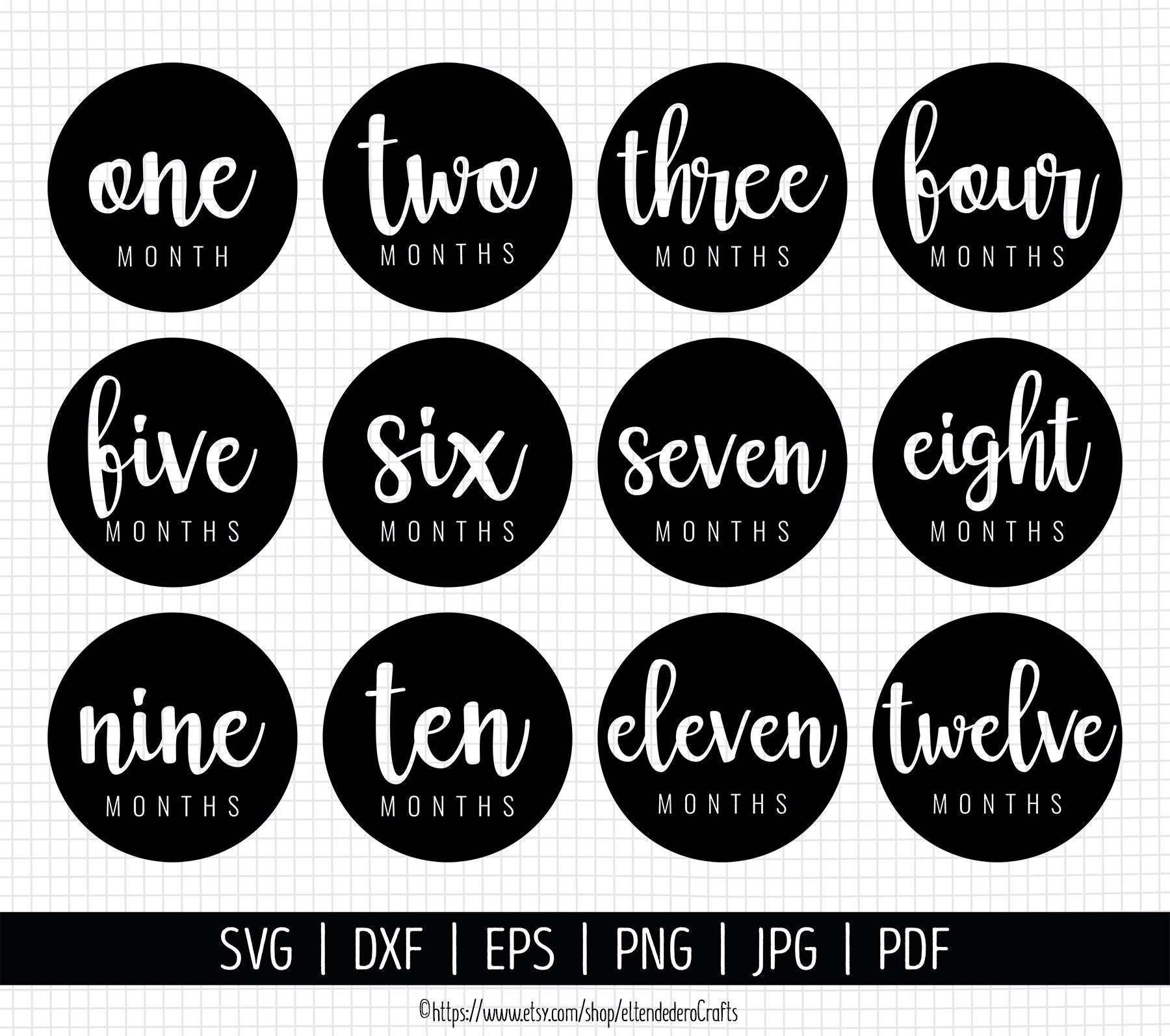 Baby Milestone SVG. Baby First Year Months Circles Cut Files. - Etsy