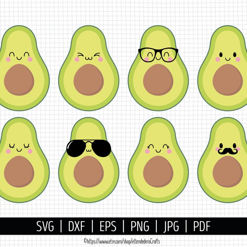 Cute dibujos animados de aguacate - Etsy México