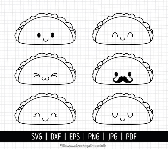 Taco SVG. Cinco De Mayo Cut Files. Mexican Food SVG Kawaii - Etsy