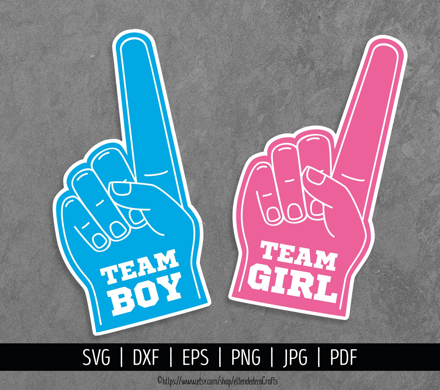 Team Boy Team Girl SVG. Foam Fan Finger Cut Files. Gender Reveal Baby ...