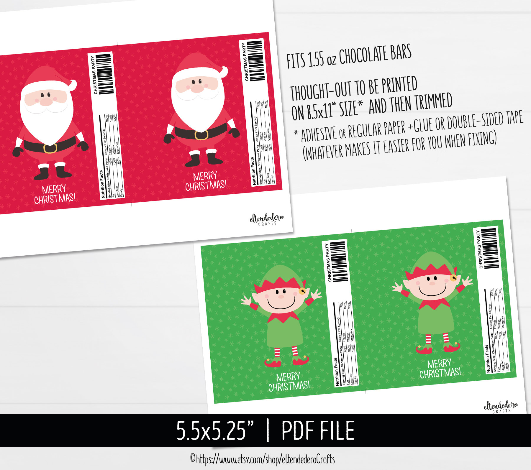 PRINTABLE Christmas Chocolate Bar Wrappers. Kids Classroom - Etsy