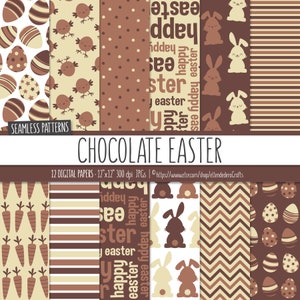 Easter Digital Paper Package. Chocolate Easter Bunny Seamless Patterns ...
