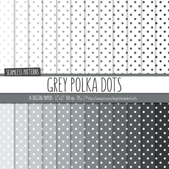 Grey Polka Dot Digital Paper Pack. Monochrome Gray Dotted - Etsy