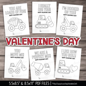PRINTABLE Valentines Coloring Cards. Construction Coloring Sheets. Kids ...