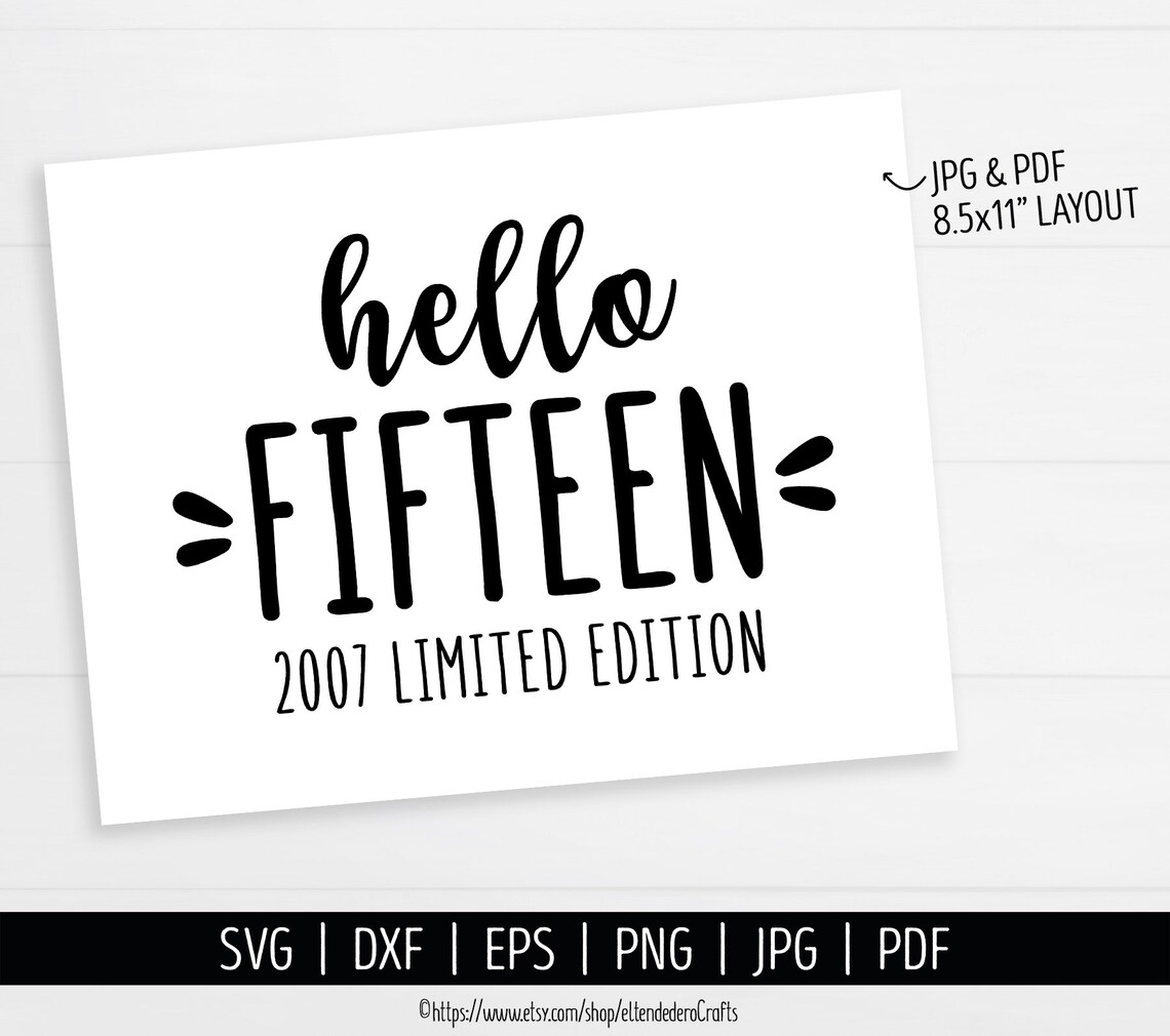 Hello Fifteen SVG Cut File. 15th Birthday Shirt Vector for | Etsy
