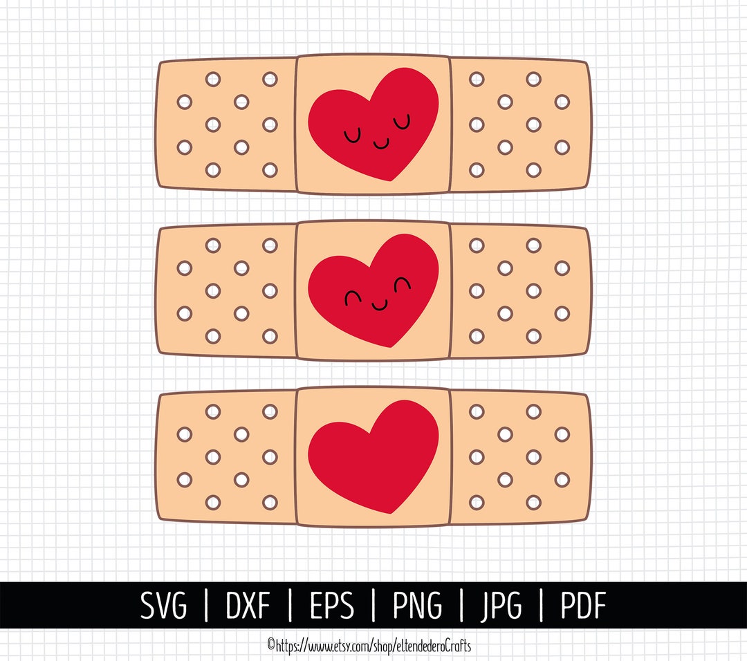 Bandaid With Heart SVG. Band Aid Kawaii Cut Files. Vector - Kids ...