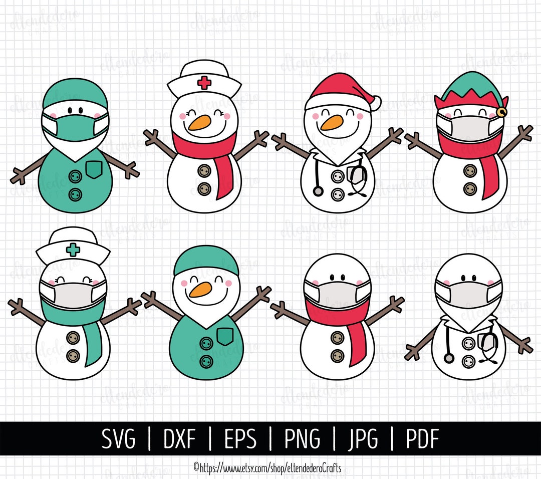 Snowman With Stethoscope SVG. Doodle Hospital Workers Clipart. Nurse ...