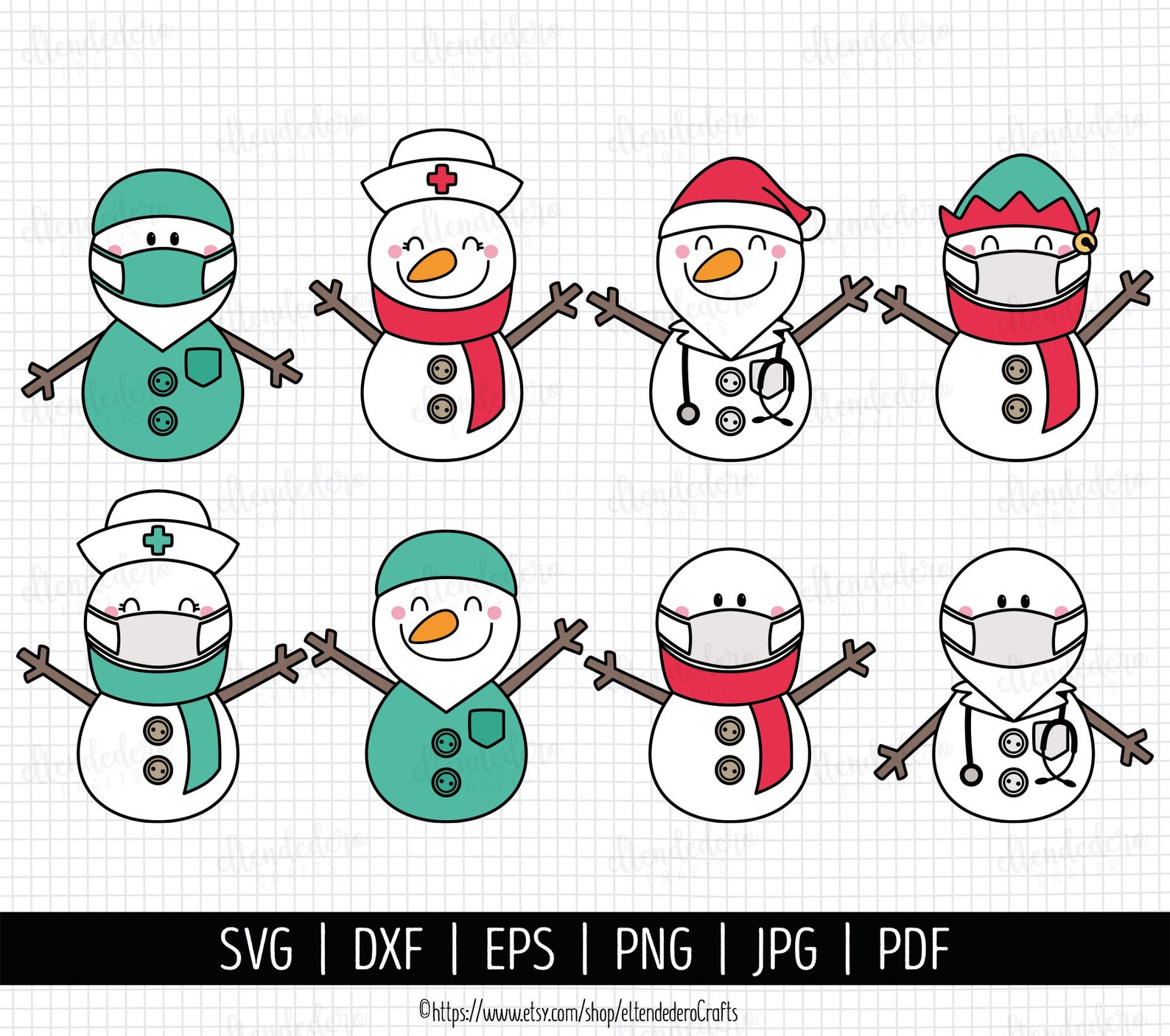 Snowman With Stethoscope SVG. Doodle Hospital Workers Clipart. Nurse ...