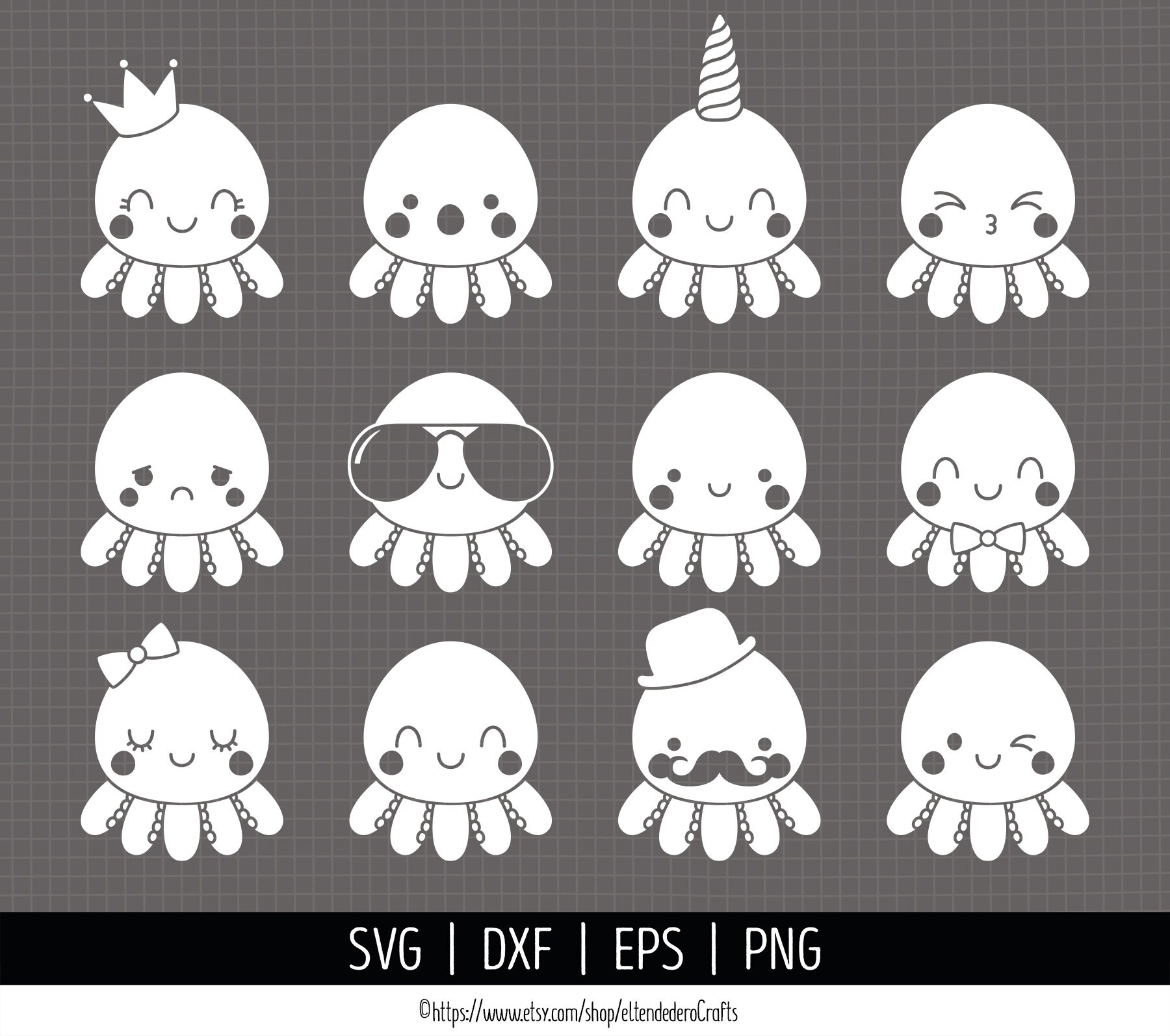 Baby Octopus SVG Bundle. Cartoon Sea Animals Cut Files. Cute | Etsy