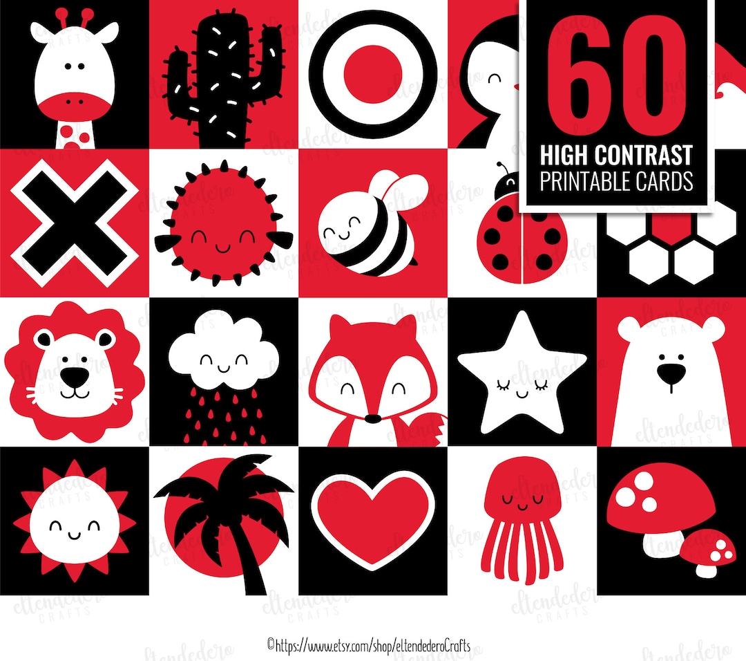 PRINTABLE High Contrast Baby Cards. Monochrome Sensory Flash Cards ...