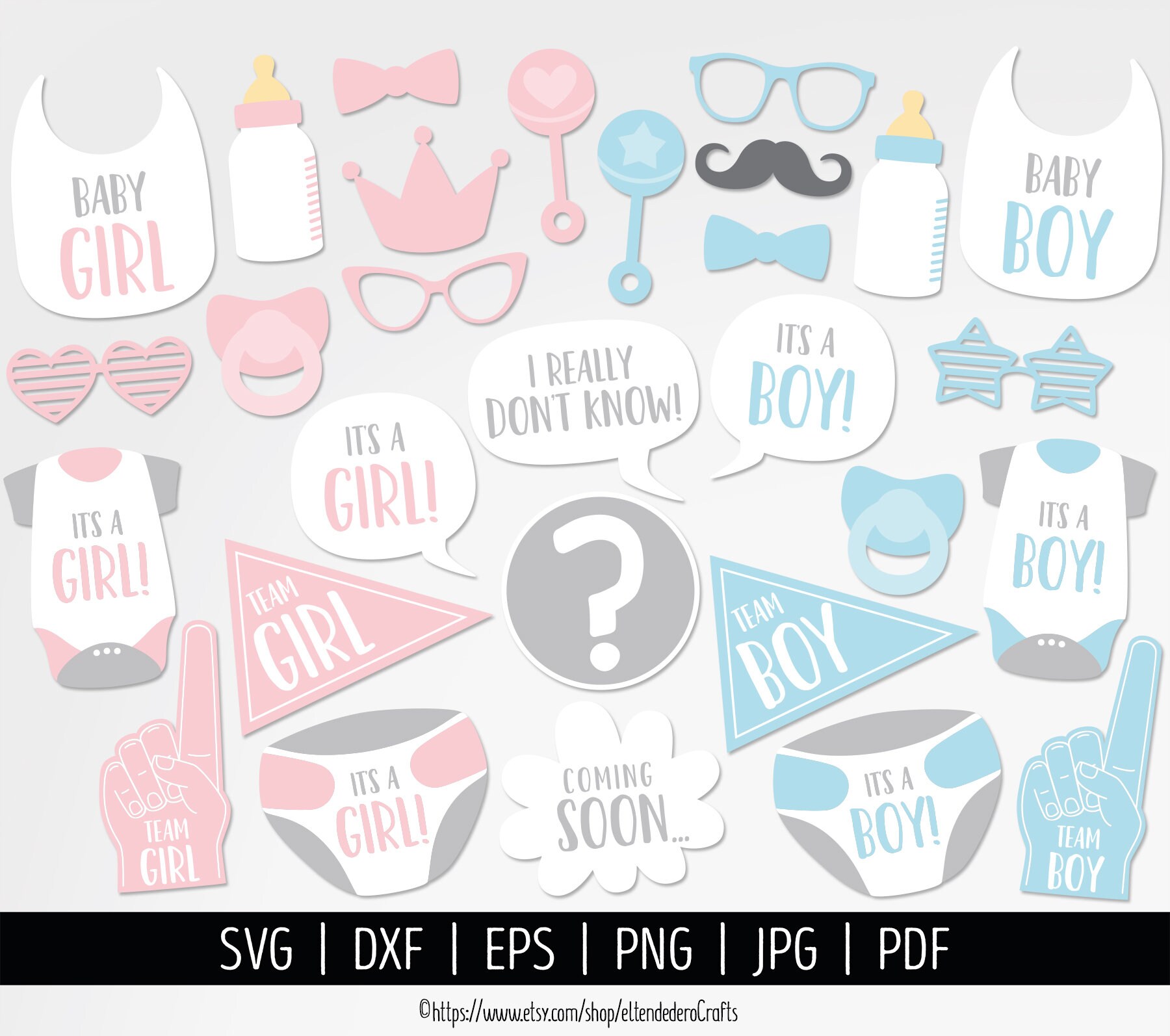 Gender Reveal Photo Booth Props SVG. Team Girl Team Boy Vector - Etsy