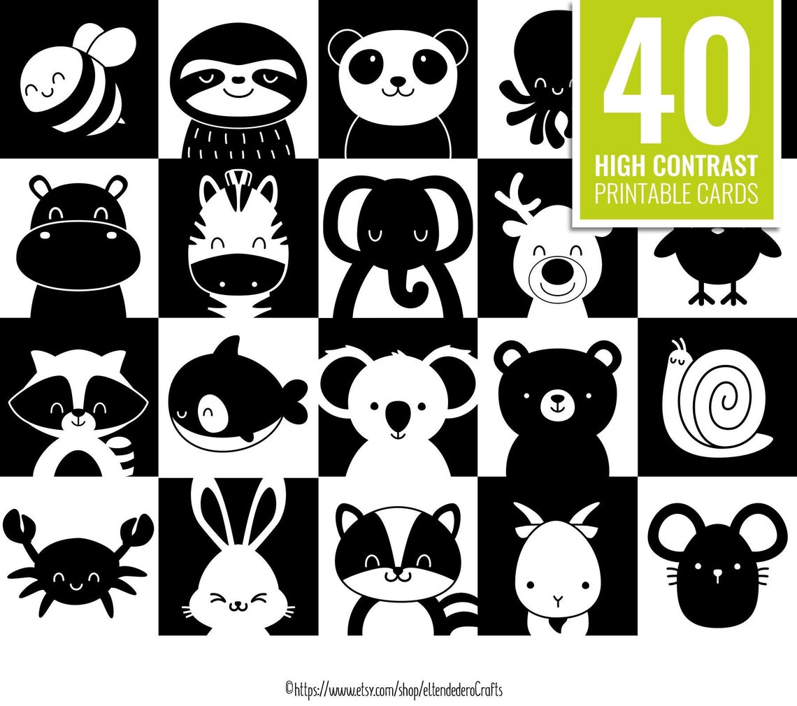 PRINTABLE High Contrast Baby Cards. Monochrome Sensory Flash | Etsy