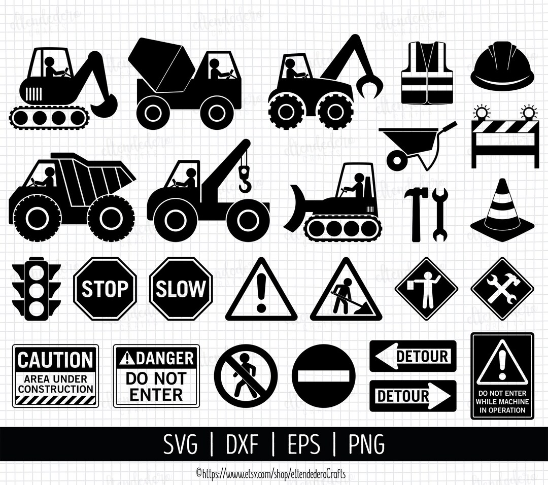 Construction Truck SVG. Vector Construction Signs Clipart, Excavator ...