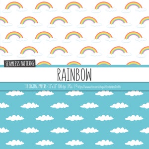 Rainbow Digital Paper Pack. Multicolor Rainbows, Stripes, Chevron, Dots ...