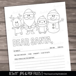 PRINTABLE Letter to Santa Coloring Page. Christmas Holidays Games for ...