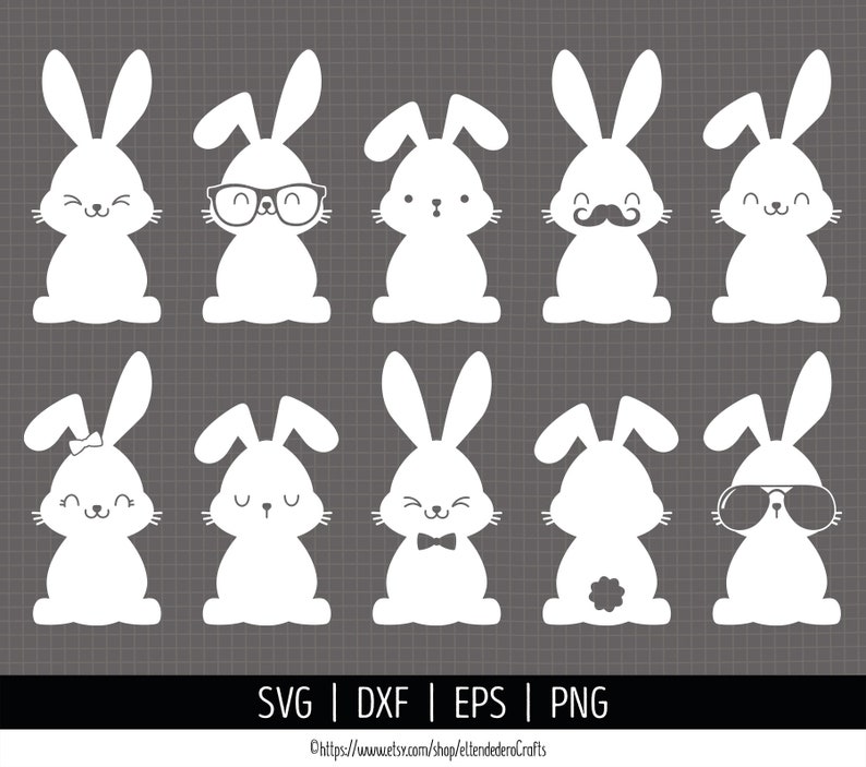 Bunny SVG. Cute Baby Bunnies Clipart PNG. White Rabbit Faces | Etsy