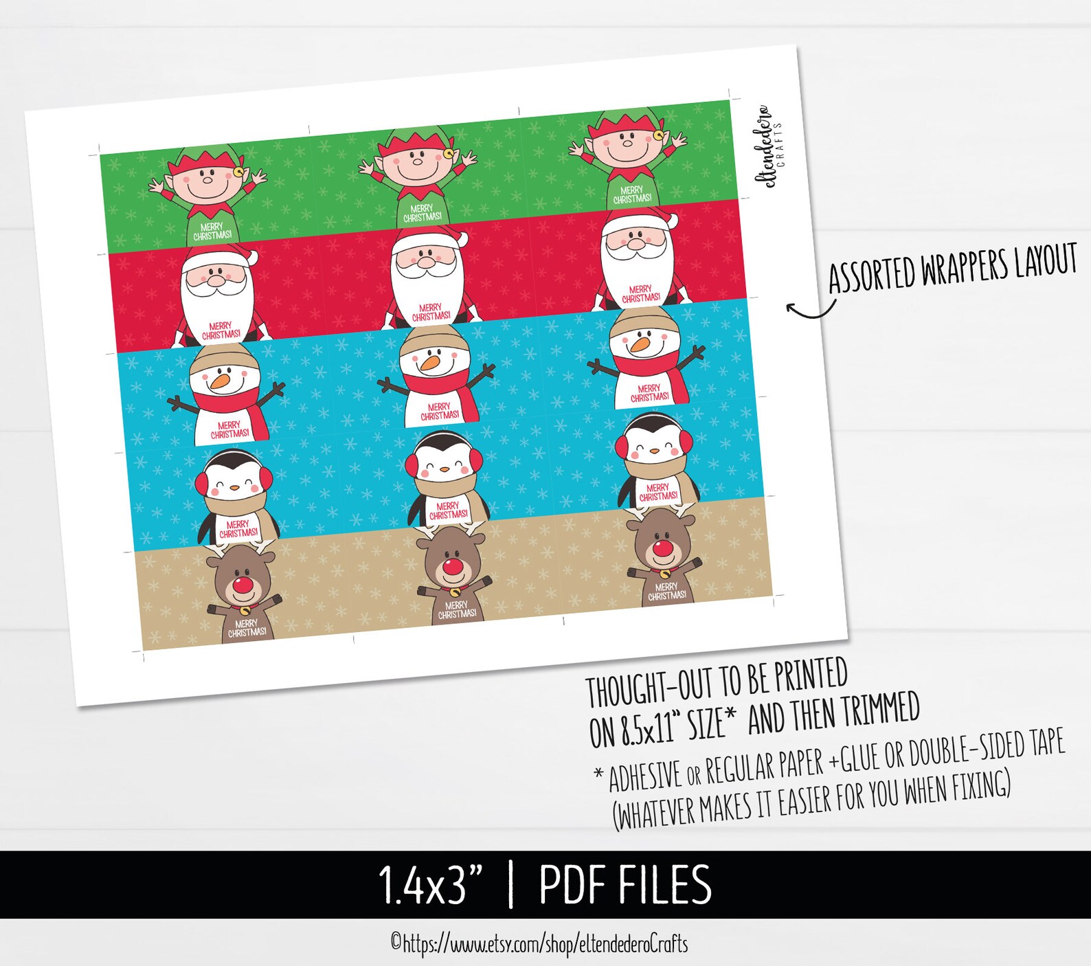 PRINTABLE Christmas Mini Candy Bar Wrappers. Classroom Mini Chocolate ...