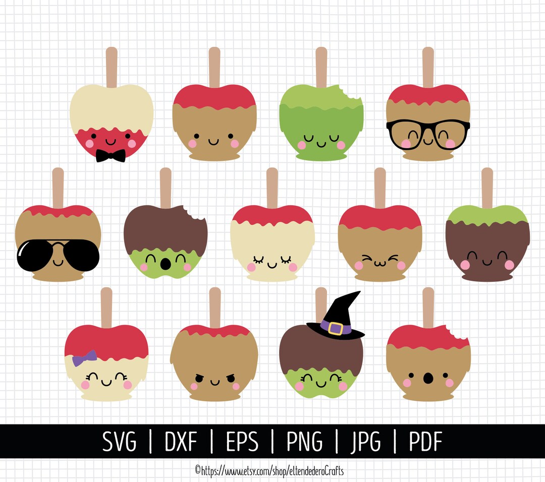 Caramel Apple SVG. Kids Halloween Sweets Clipart. Cute Girl Candy ...