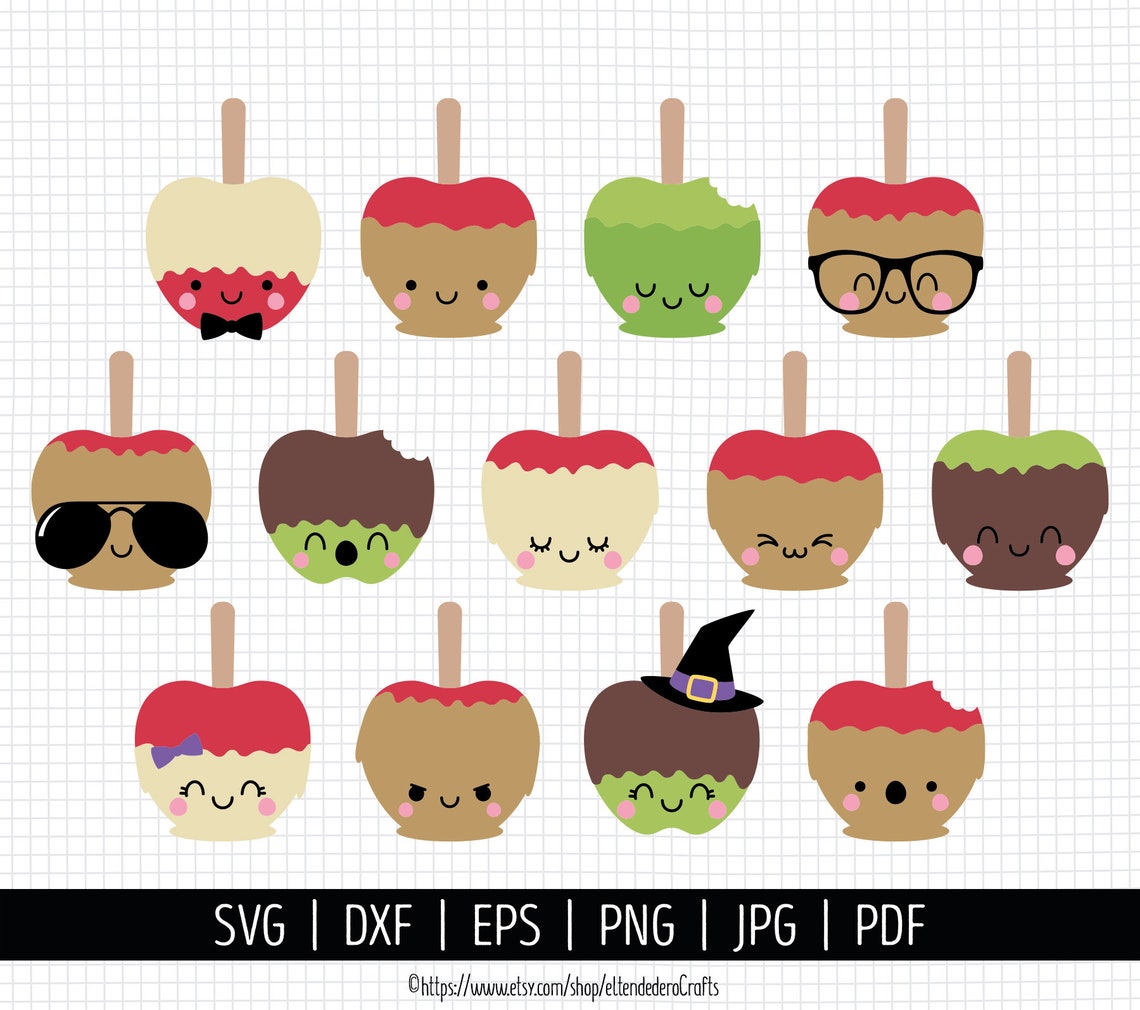 Caramel Apple SVG. Kids Halloween Sweets Clipart. Cute Girl | Etsy