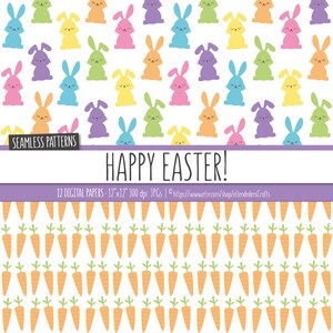 Easter Digital Paper Package. Kids Easter Bunny Seamless Patterns With ...