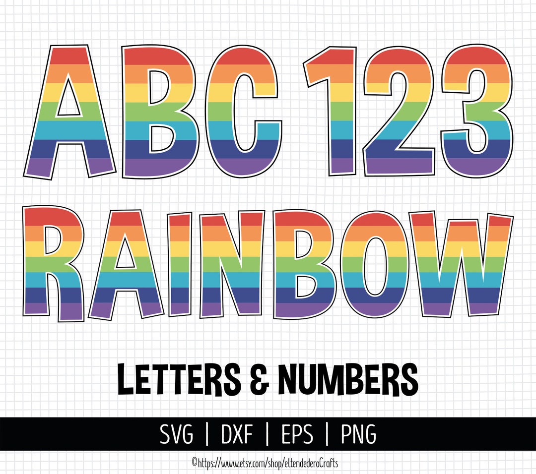 Rainbow Alphabet SVG. Stripes Pattern Font Clipart. Striped Letters and ...