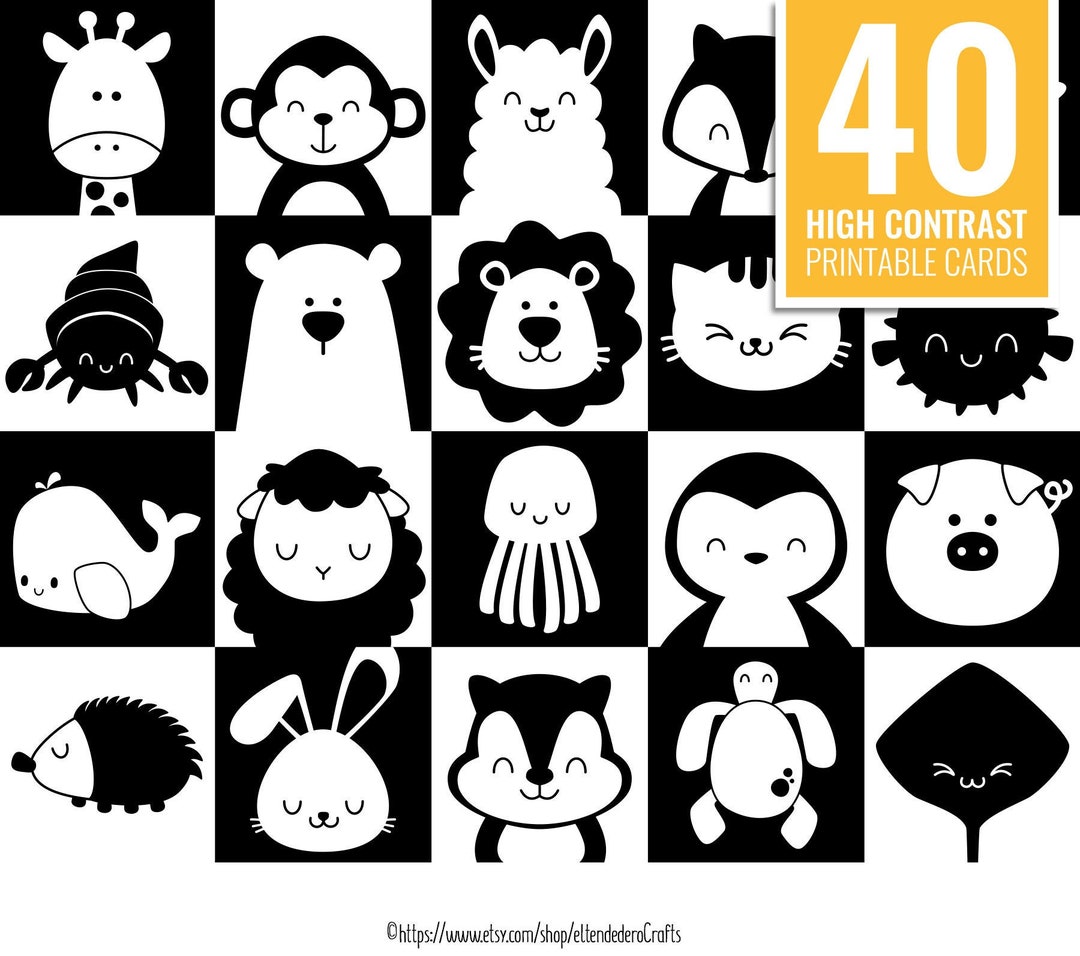 PRINTABLE High Contrast Baby Cards. Monochrome Sensory Flash Cards ...
