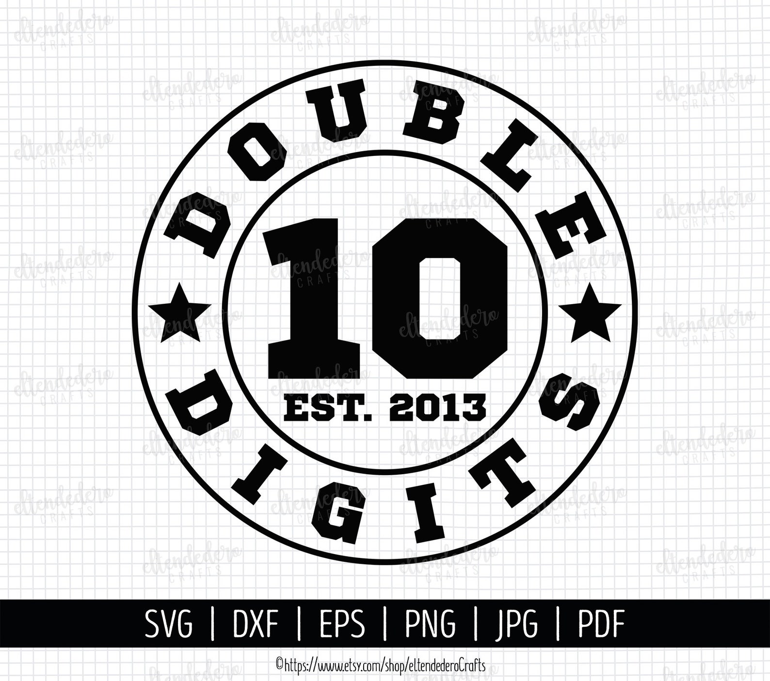 10 Double Digits SVG. 10th Birthday Shirt Vector Cutting - Etsy