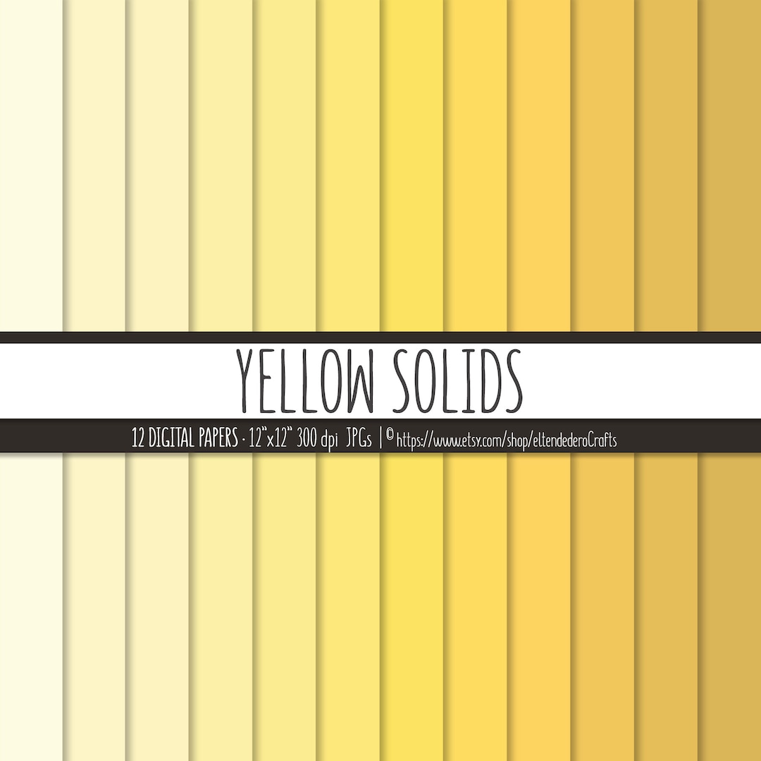 Yellow Solids Digital Paper Set. Plain Yellow Backgrounds. Monochrome ...