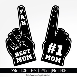 Number 1 Mom Fan Finger SVG. Mother's Day Photo Props. | Etsy