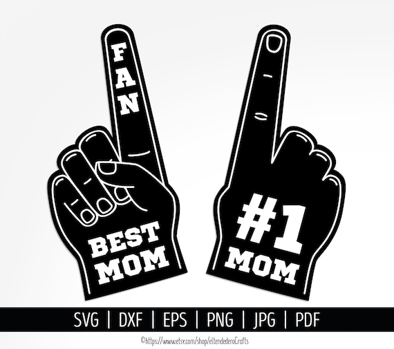 Number 1 Mom Fan Finger SVG. Mother's Day Photo Props. | Etsy