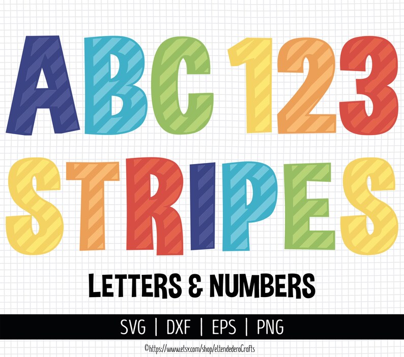 Striped Alphabet SVG. Stripes Pattern Font Clipart. Rainbow - Etsy