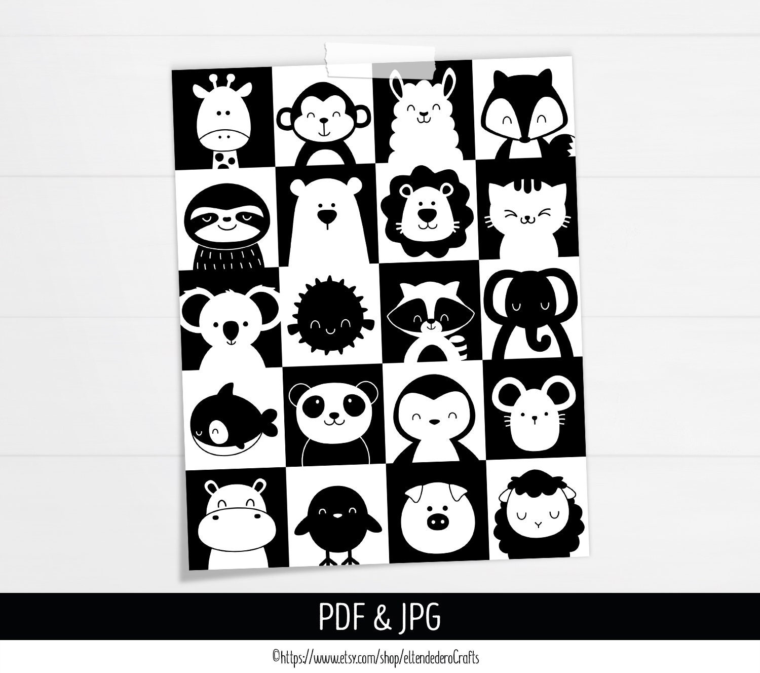 IMPRIMIBLE/ Tarjetas Estimulación Visual Bebé. PDF Póster Blanco y ...