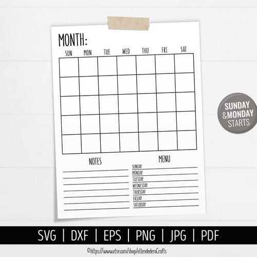 Calendar SVG - Etsy