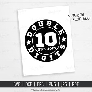 10 Double Digits SVG. 10th Birthday Shirt Vector Cutting Machine ...