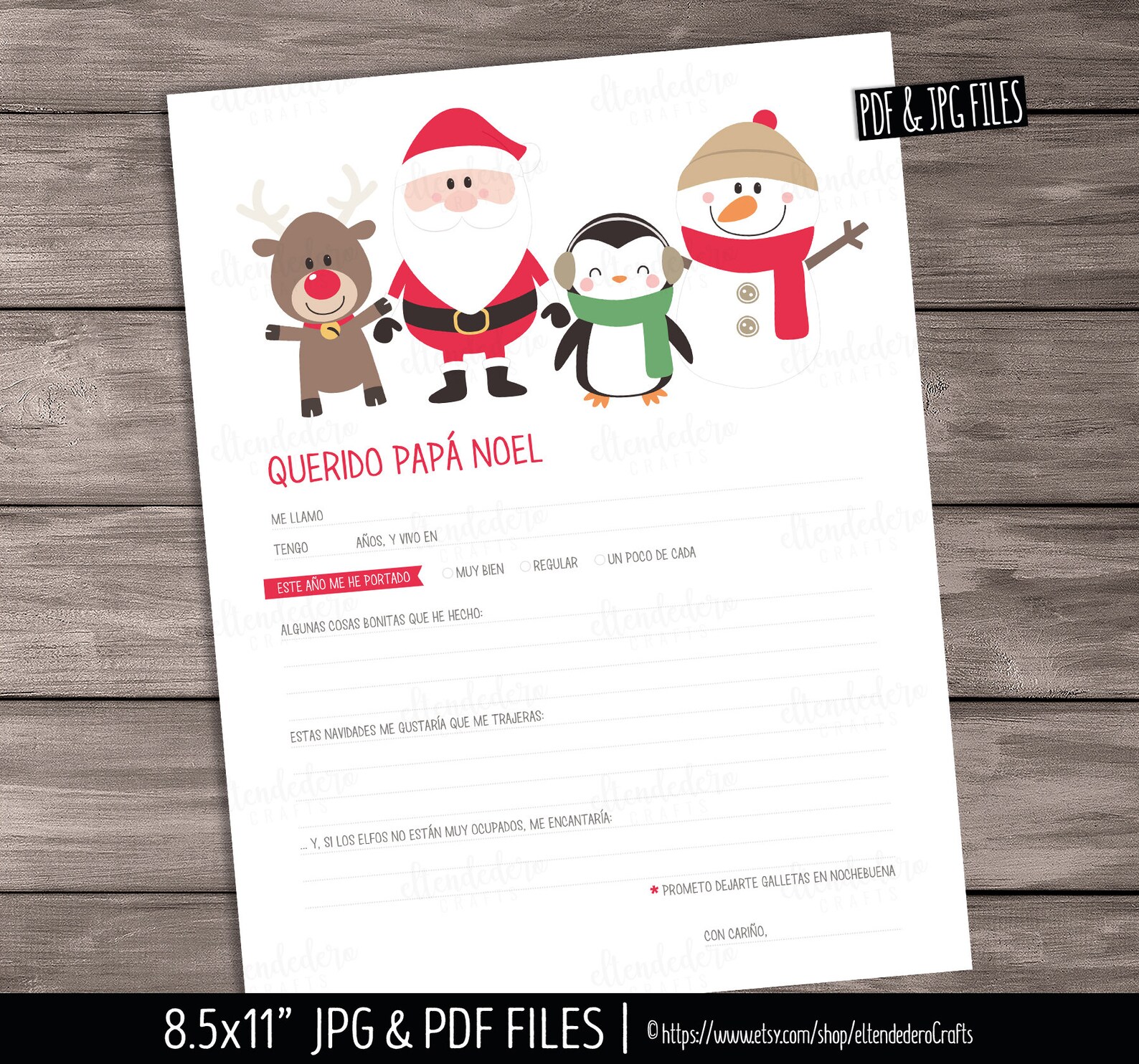 PRINTABLE Letter to Santa. Kids Christmas Wish List Letter for - Etsy