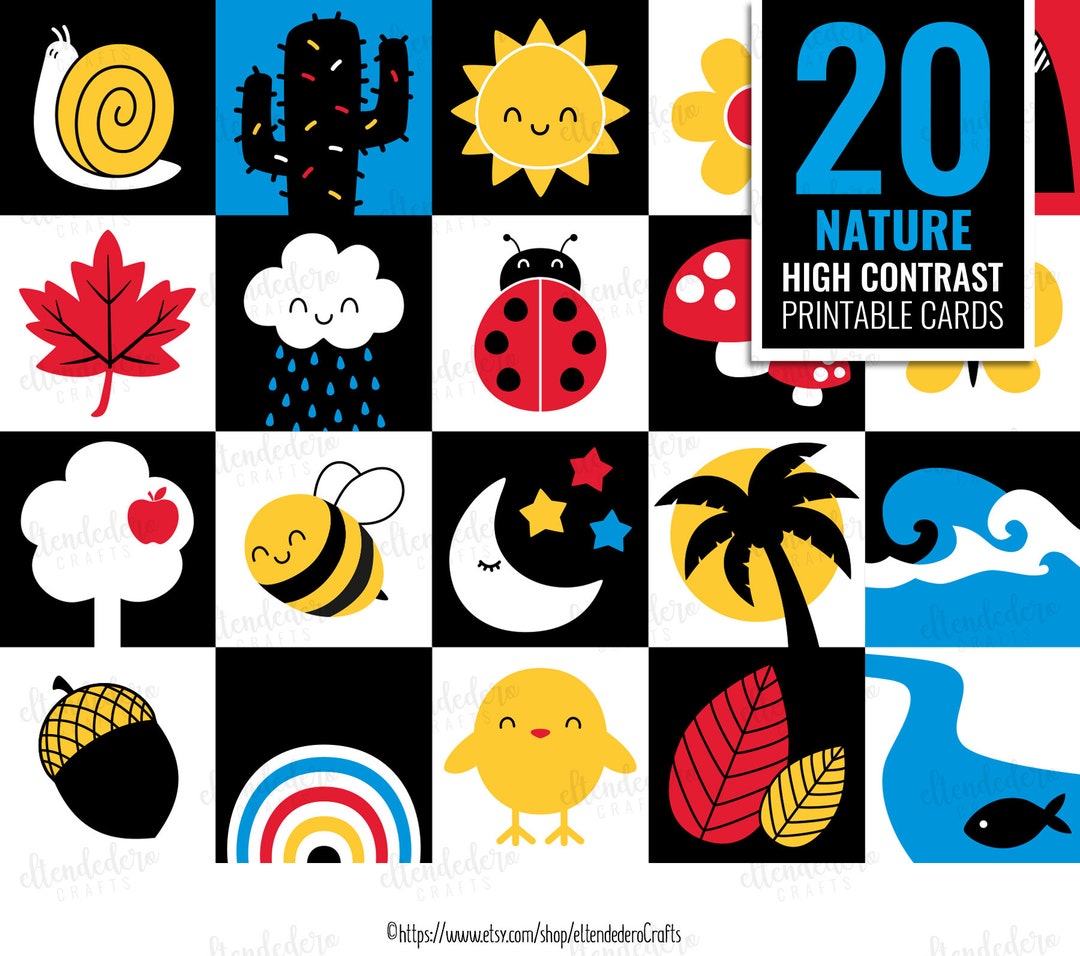 PRINTABLE High Contrast Baby Cards. Monochrome Sensory Flash Cards ...