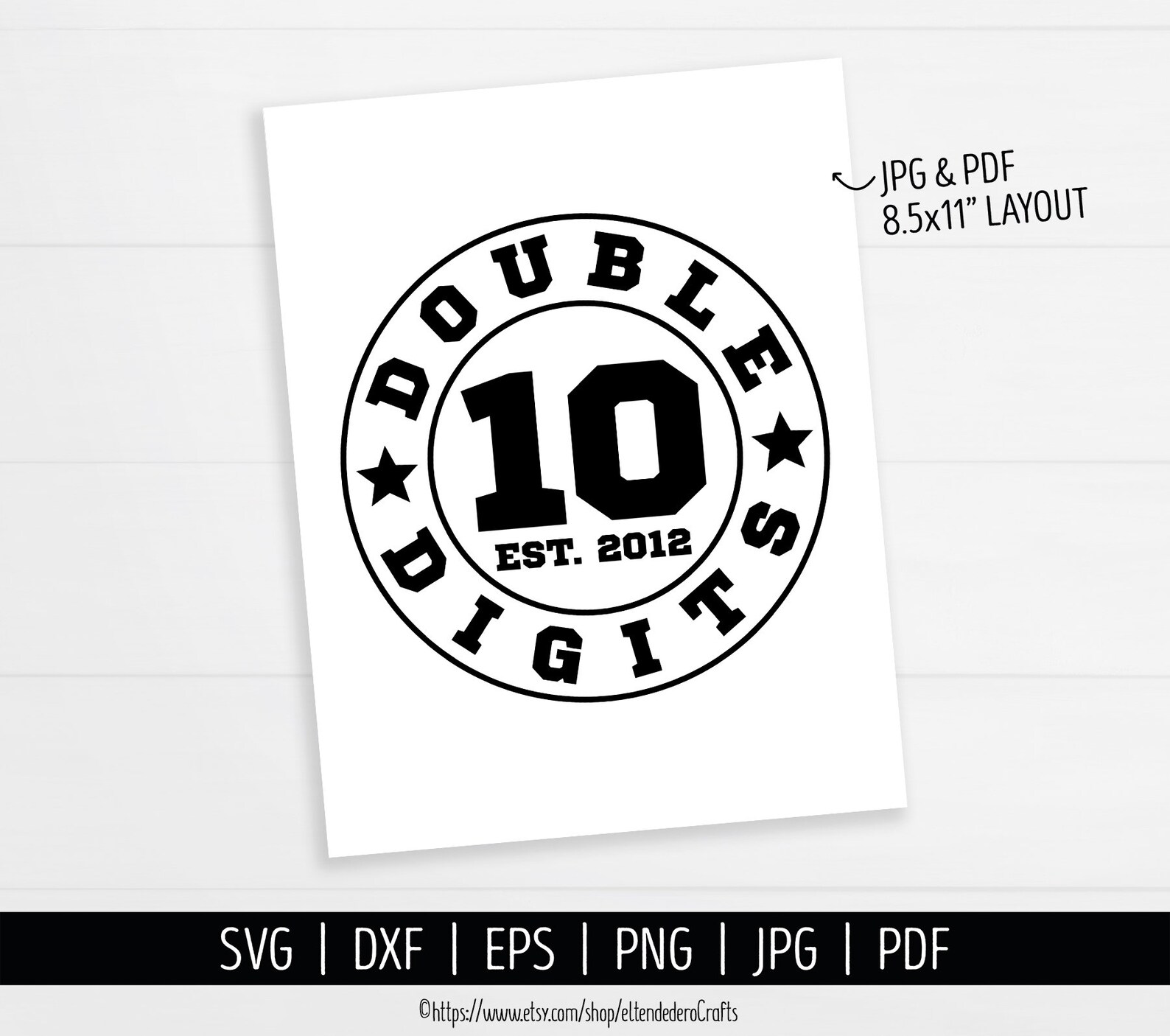 10 Double Digits SVG. 10th Birthday Shirt Vector Cutting - Etsy