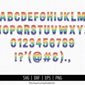 Rainbow Alphabet SVG. Stripes Pattern Font Clipart. Striped Letters and ...