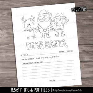 PRINTABLE Letter to Santa Coloring Page. Christmas Holidays Games for ...