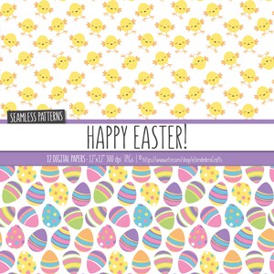 Easter Digital Paper Package. Kids Easter Bunny Seamless Patterns With ...