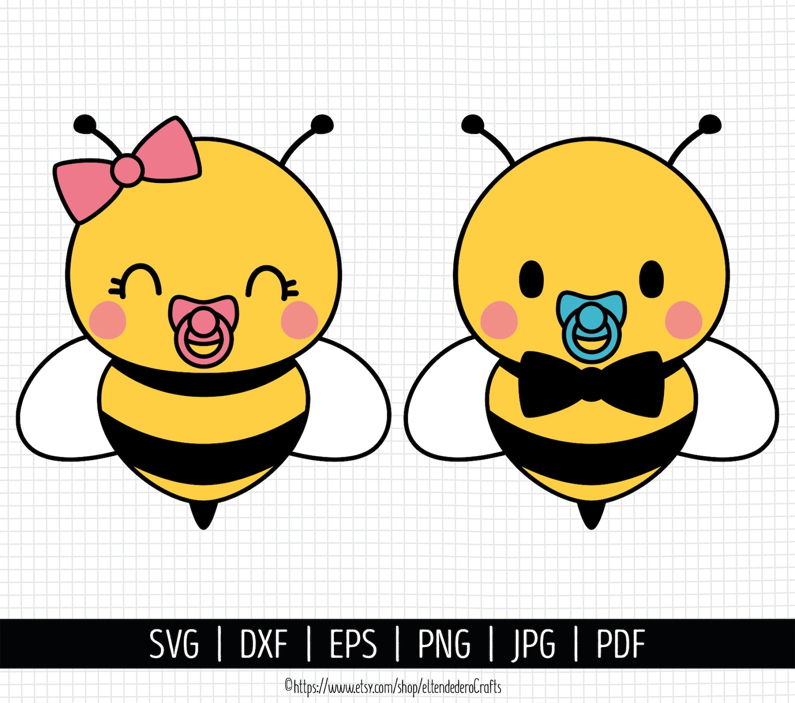 Baby Bee SVG. Boy Bee Svg Vector Girl Bee Svg Cut Files. Bee With Dummy ...