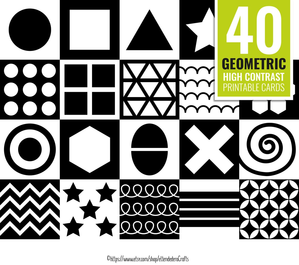PRINTABLE High Contrast Baby Cards. Monochrome Sensory Flash - Etsy