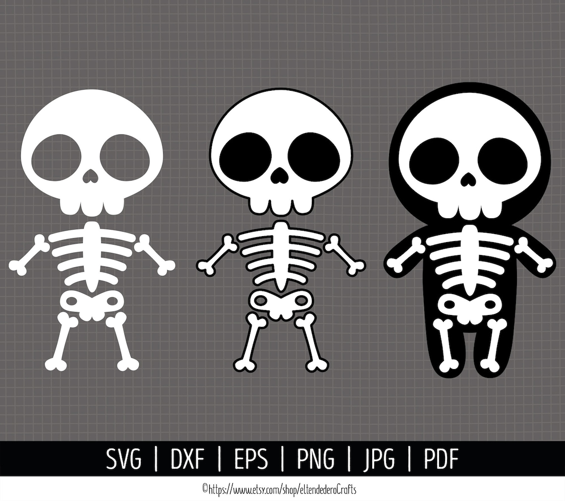 Skeleton SVG. Kids Halloween Skeleton Bundle Clipart. Baby Cute Skull ...